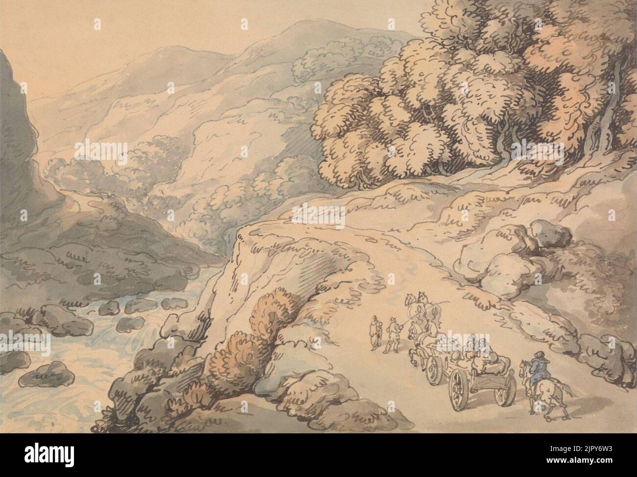 Thomas Rowlandson - Falls on the River Conwy, North Wales Stock Photo ...