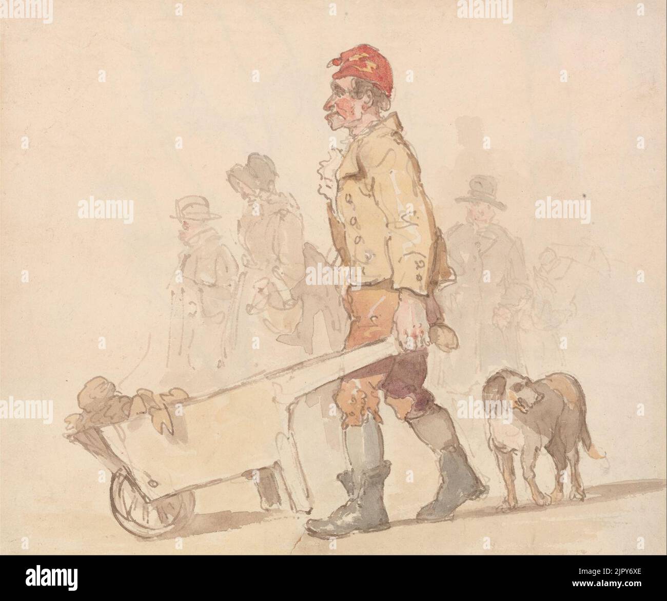Thomas Rowlandson - Man with Barrow and dog Stock Photo - Alamy