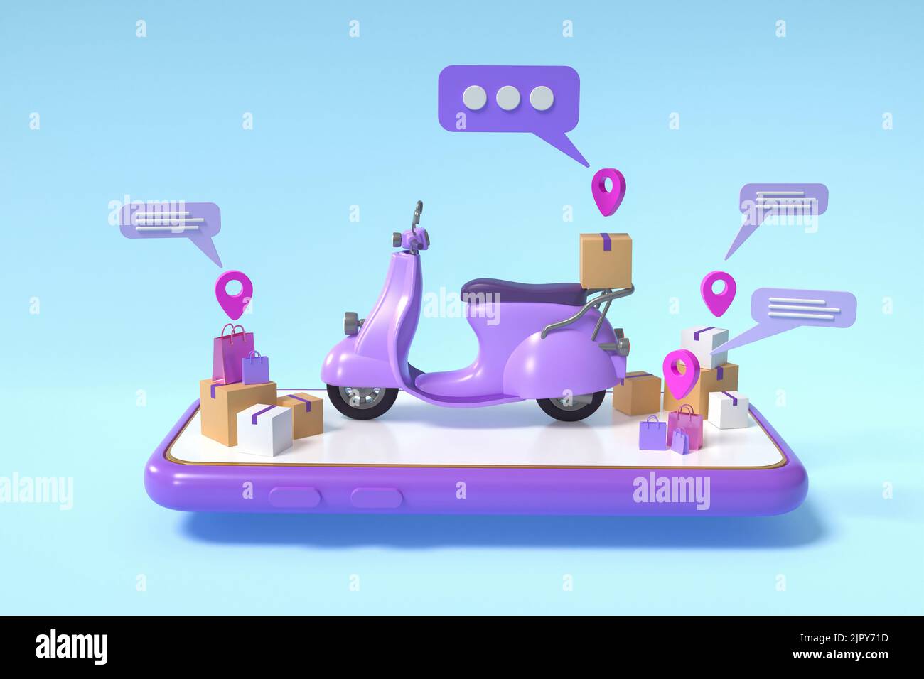 E-commerce concept, Delivery service on mobile application ...