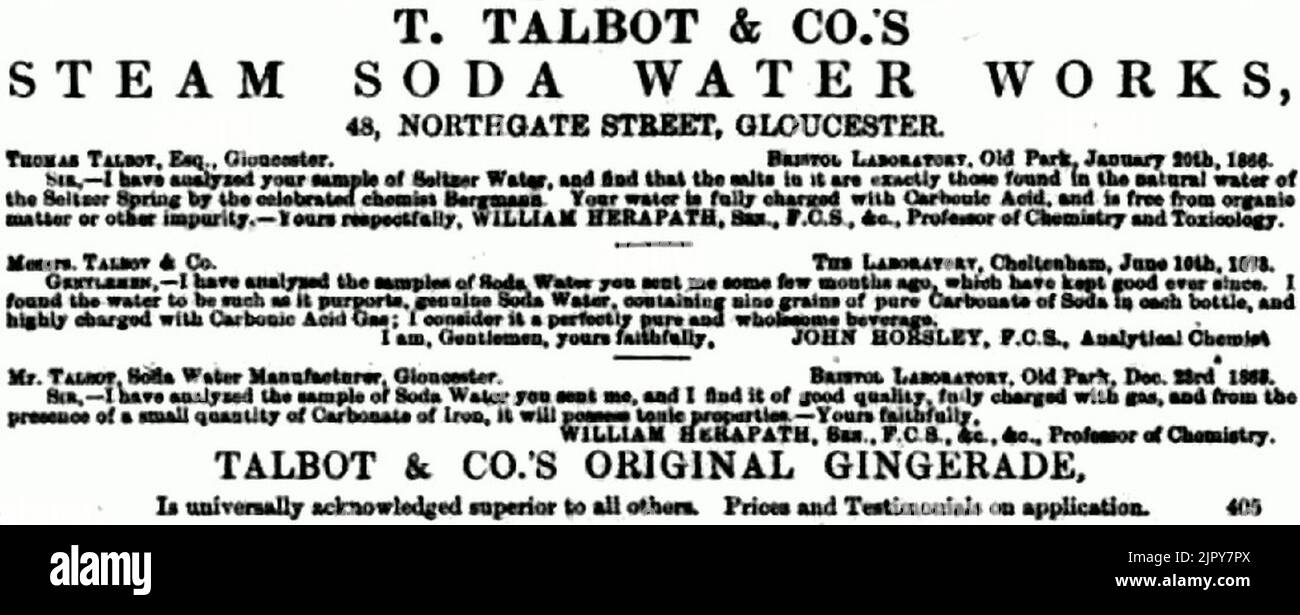 Thomas Talbot advert Gloucester 1874 Stock Photo - Alamy