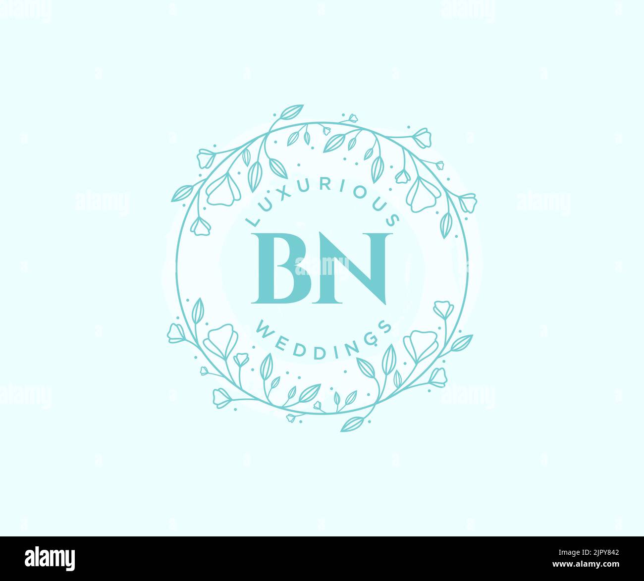 BN Initials letter Wedding monogram logos template, hand drawn modern ...