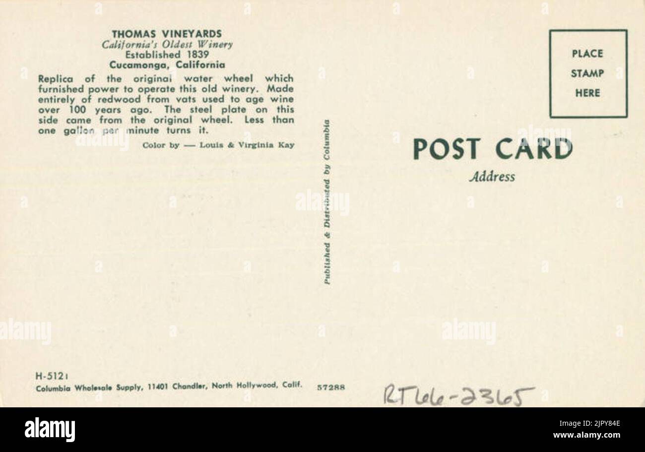 Thomas Vineyards, Louis and Virginia Kay photo Stock Photo - Alamy