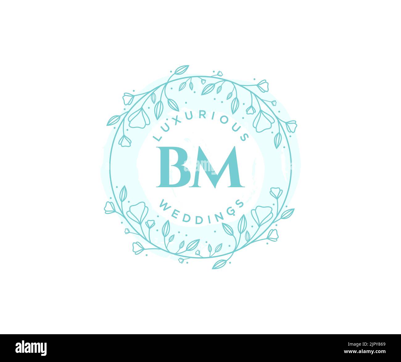 BM Initials letter Wedding monogram logos template, hand drawn modern ...
