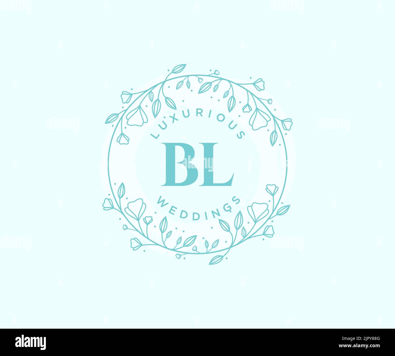 BL Initials letter Wedding monogram logos template, hand drawn modern ...