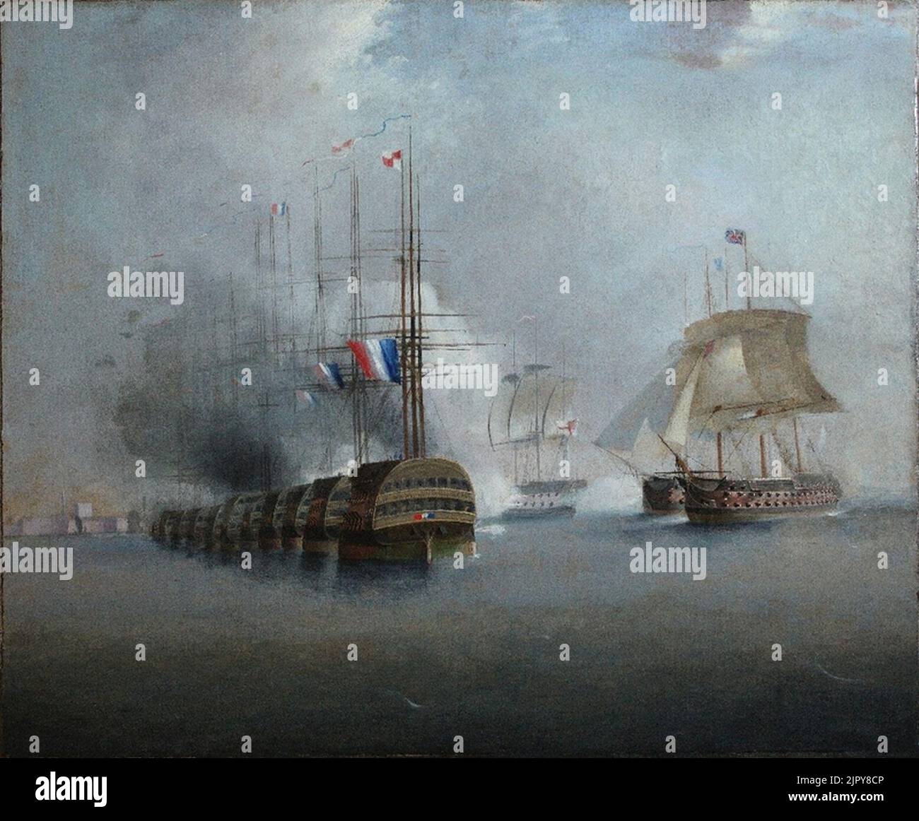 Thomas Whitcombe, The Battle of the Nile, 1 August 1798 Stock Photo - Alamy