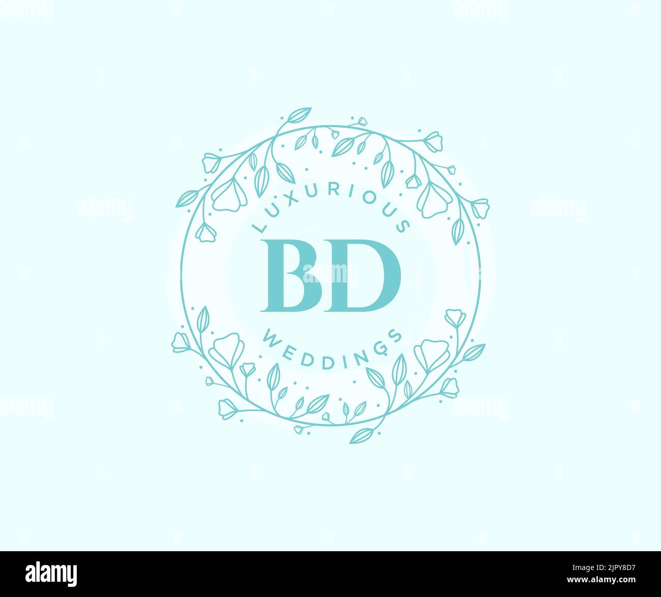 BD Initials letter Wedding monogram logos template, hand drawn modern minimalistic and floral ...