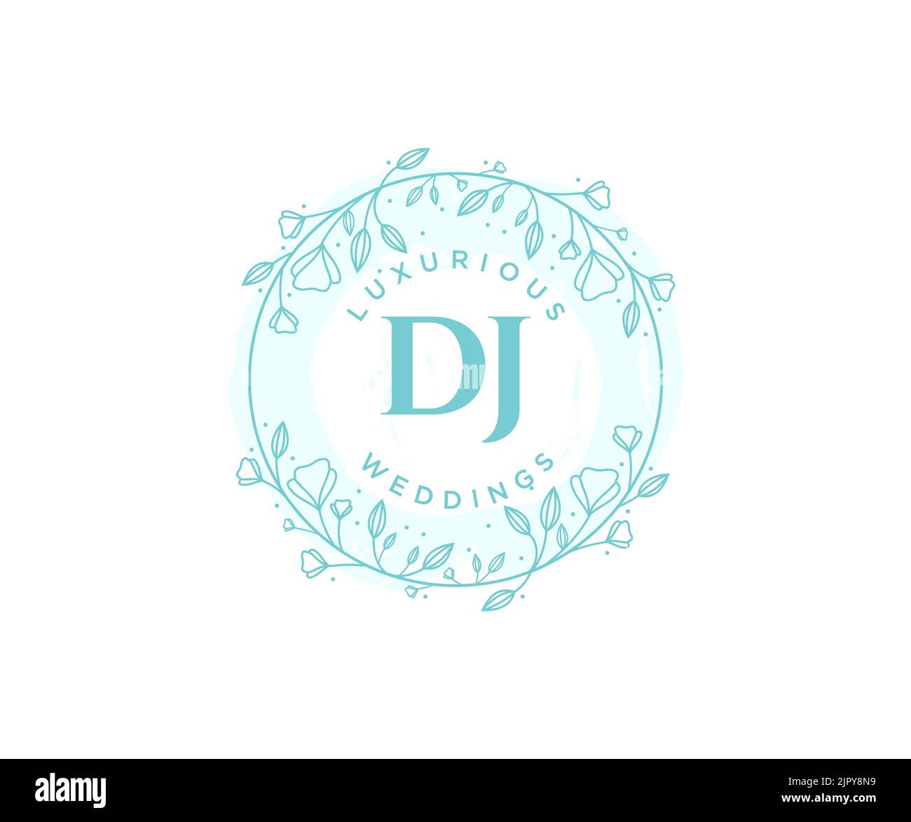 DJ Initials letter Wedding monogram logos template, hand drawn modern ...