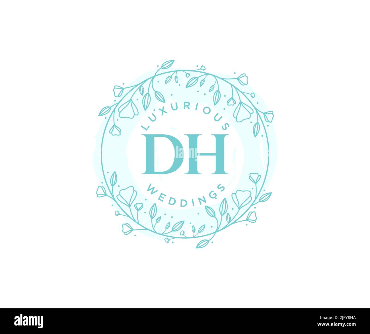 DH Initials letter Wedding monogram logos template, hand drawn modern ...