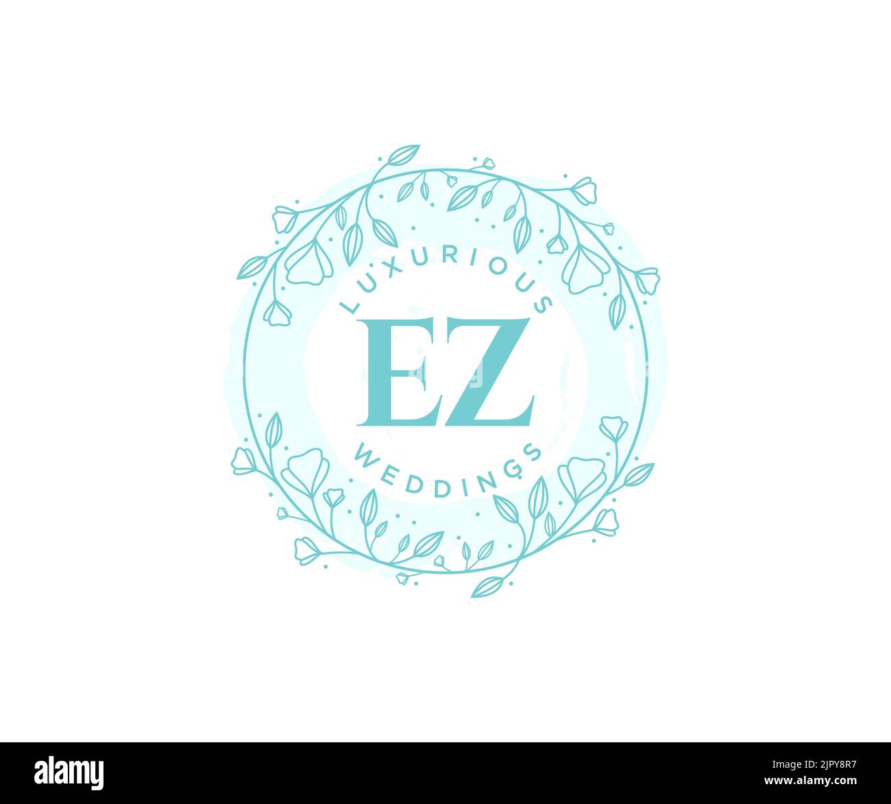 EZ Initials letter Wedding monogram logos template, hand drawn modern ...