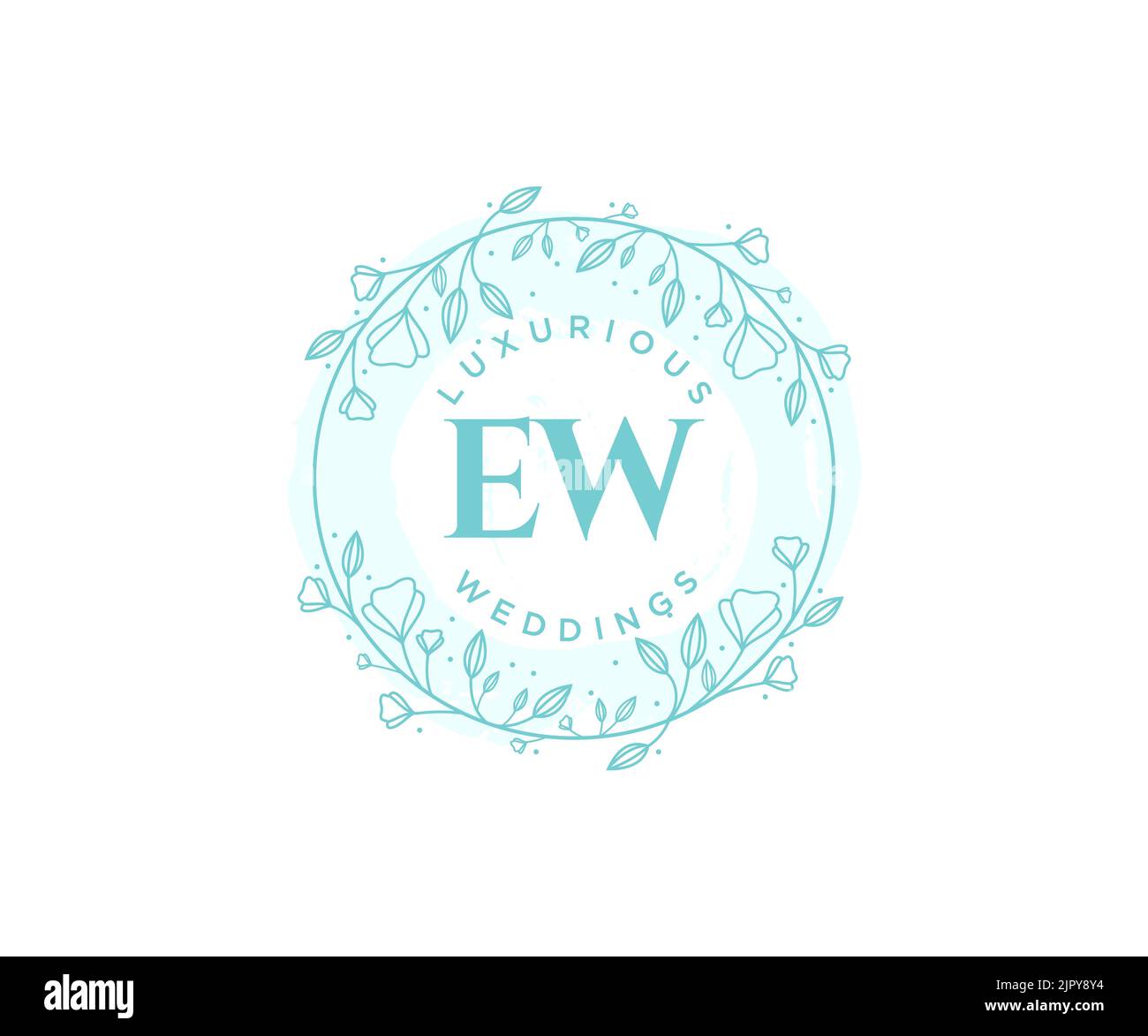 EW Initials letter Wedding monogram logos template, hand drawn modern ...