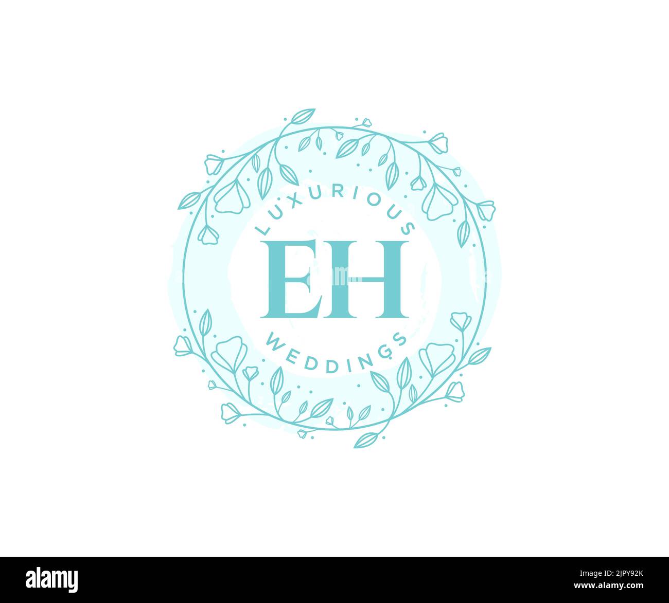 EH Initials letter Wedding monogram logos template, hand drawn modern ...