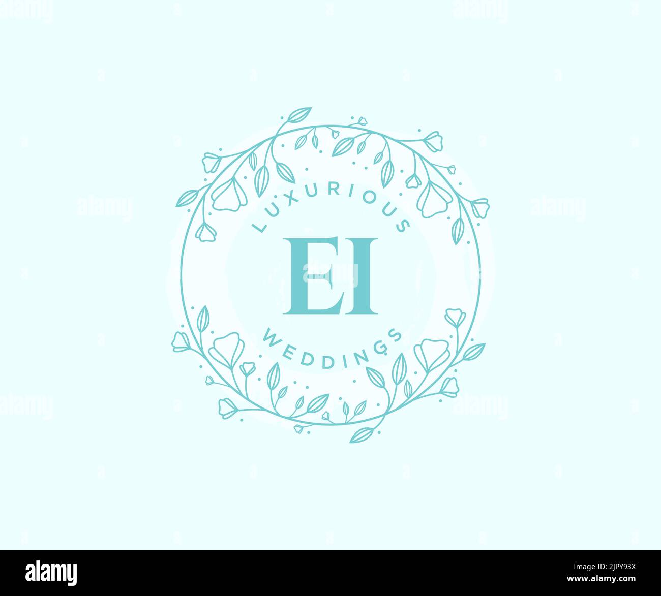 EI Initials letter Wedding monogram logos template, hand drawn modern ...