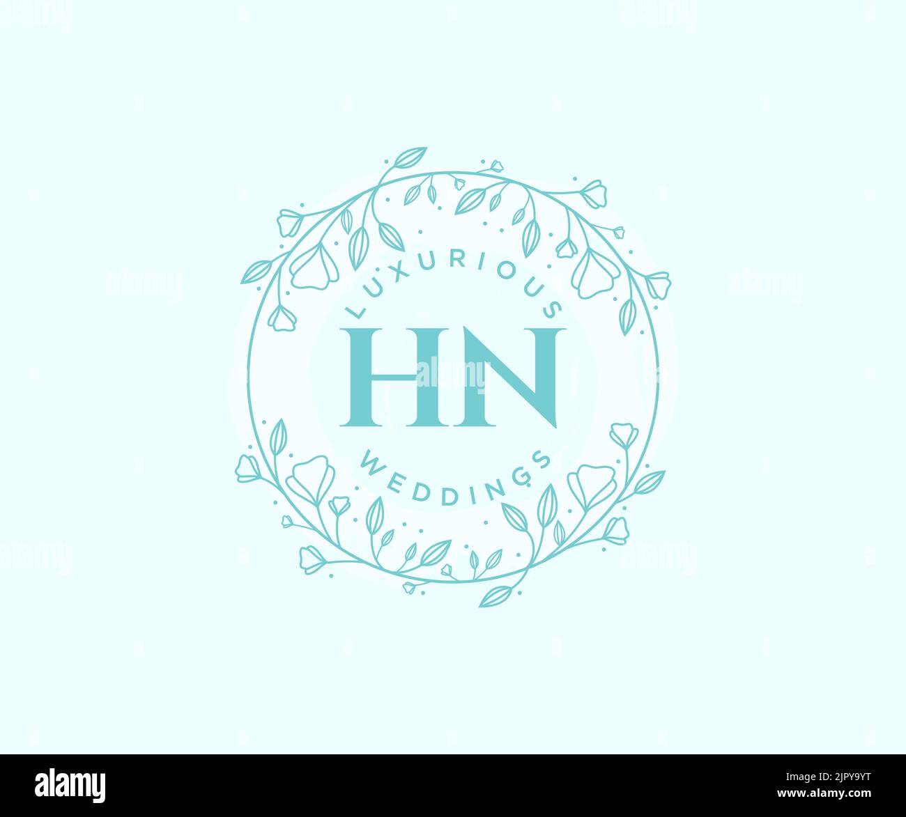 HN Initials letter Wedding monogram logos template, hand drawn modern ...