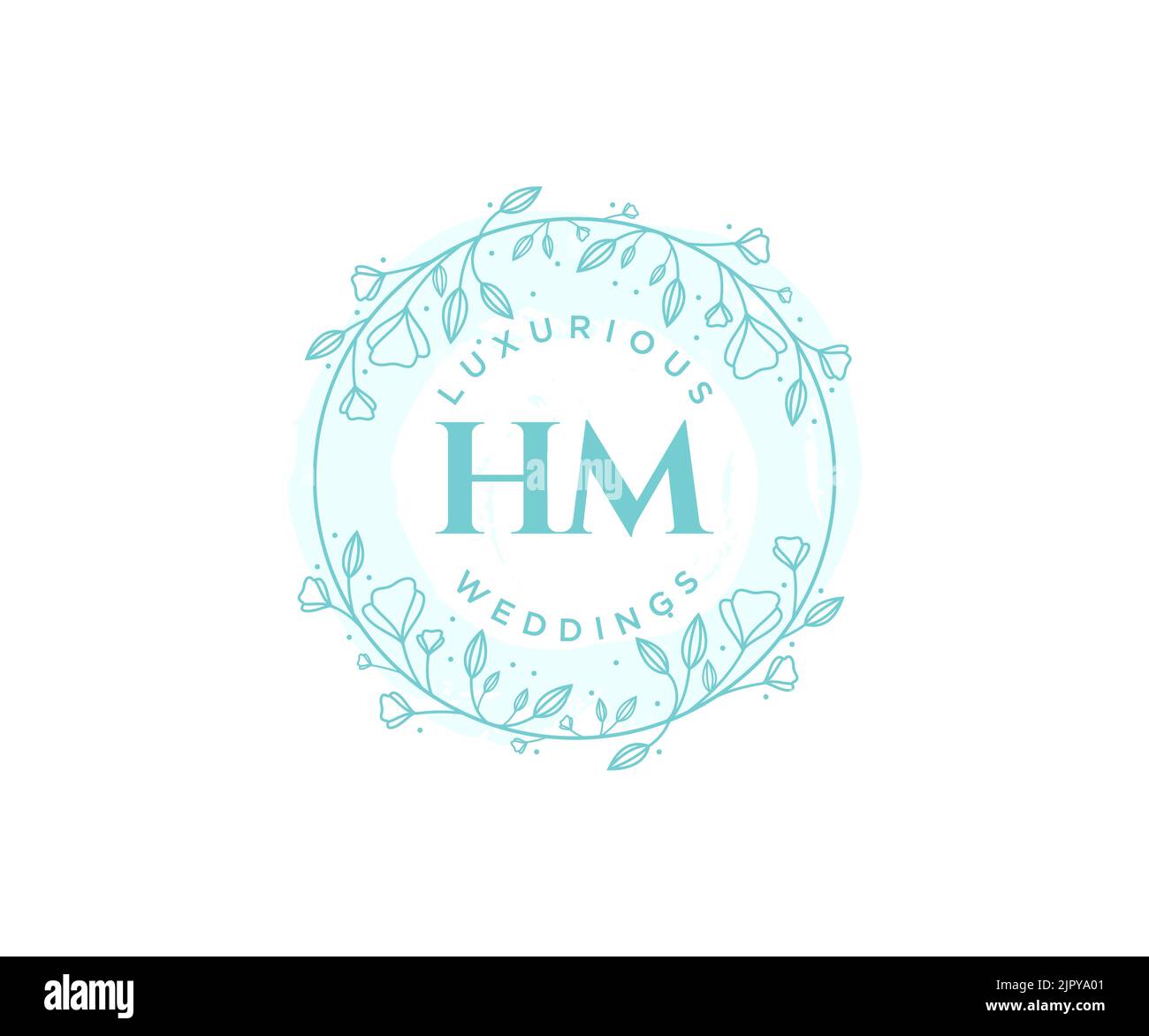 HM Initials letter Wedding monogram logos template, hand drawn modern ...