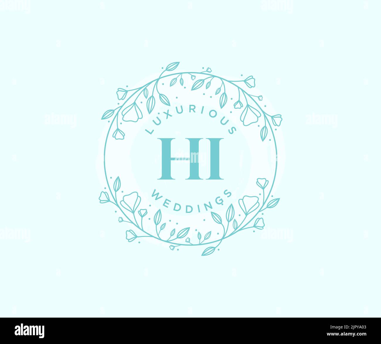 HI Initials letter Wedding monogram logos template, hand drawn modern ...