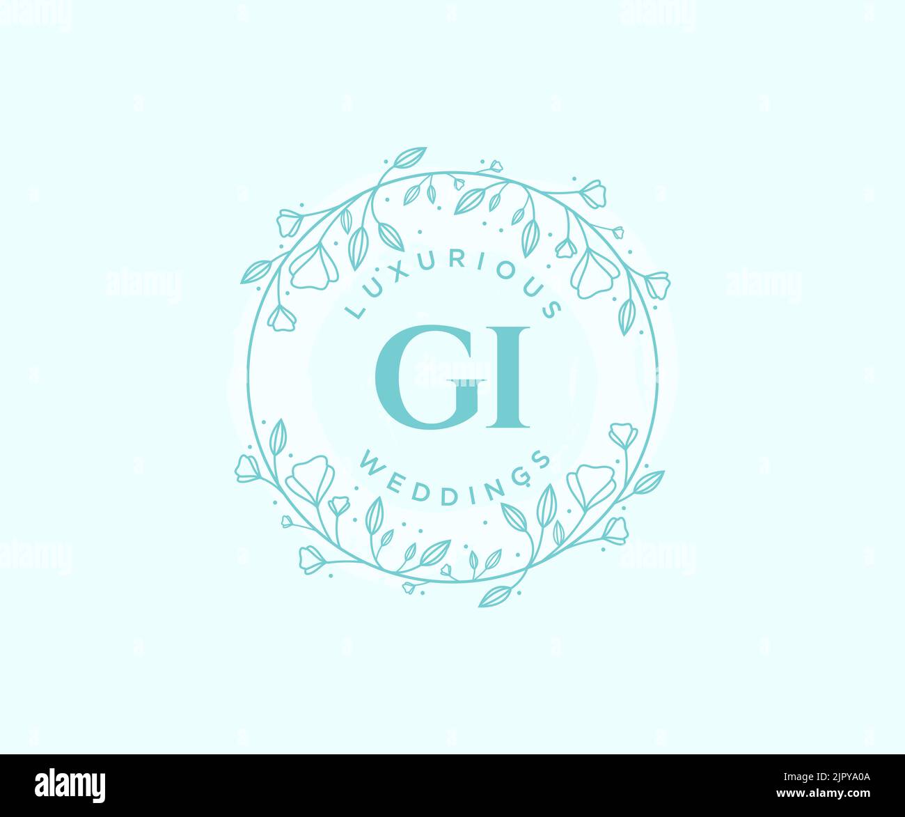 GI Initials letter Wedding monogram logos template, hand drawn modern ...