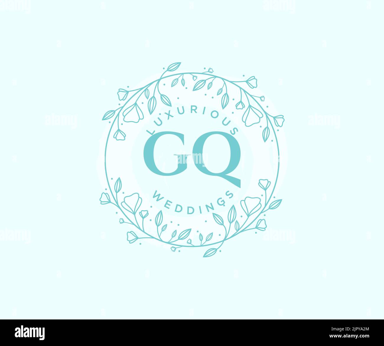 GQ Initials letter Wedding monogram logos template, hand drawn modern ...
