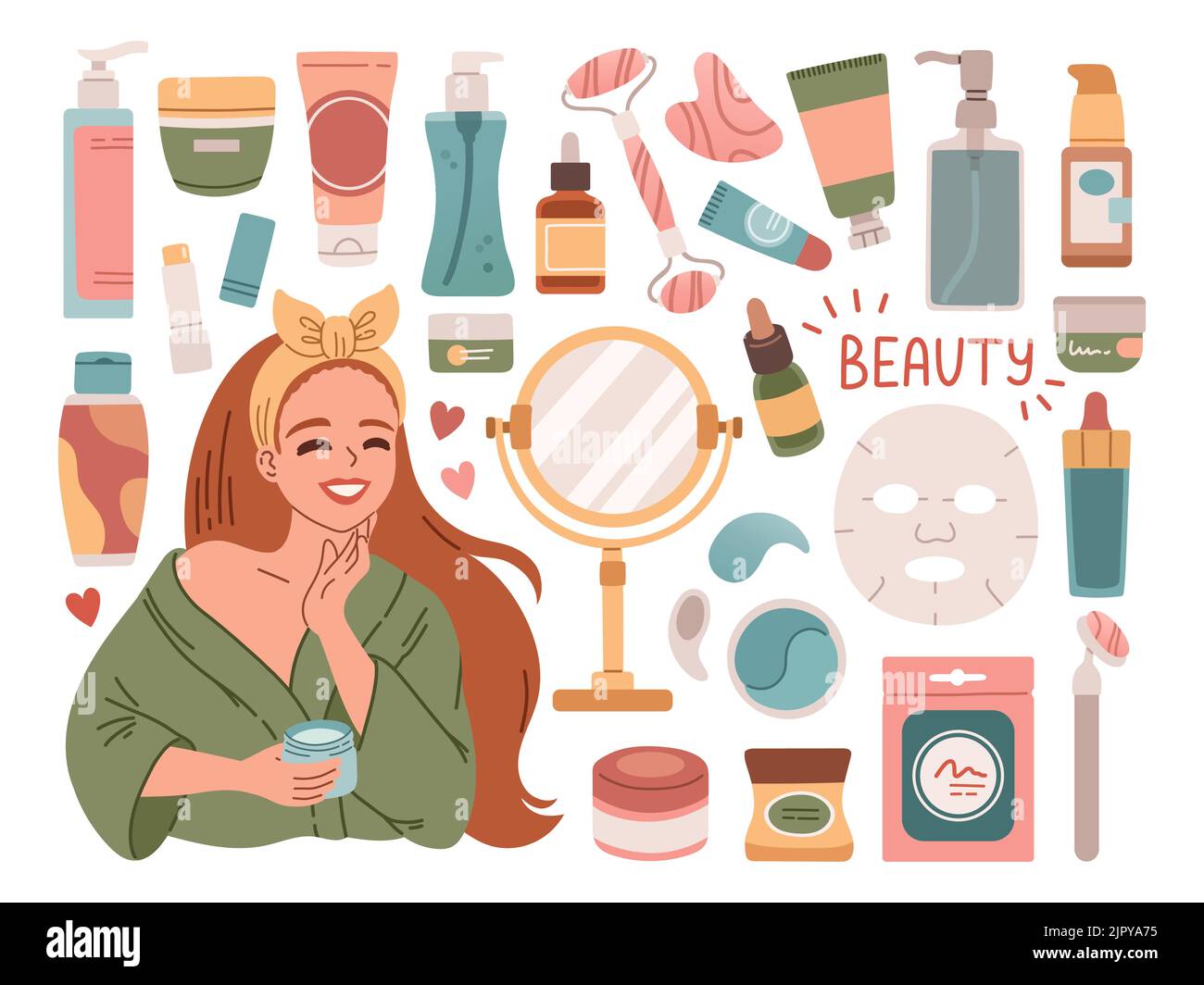 Set with beauty cosmetics flat design vector Stock Vector Image & Art ...
