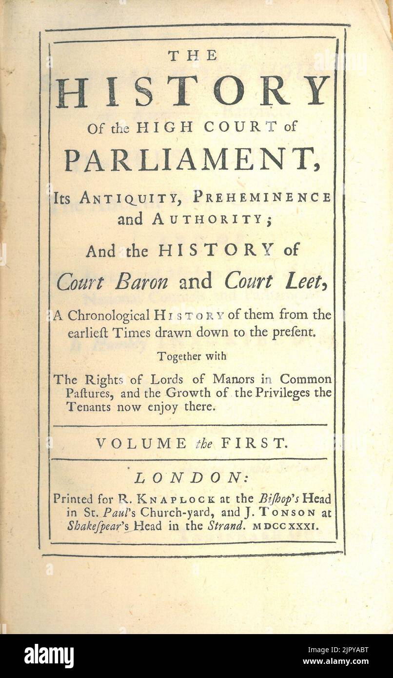 Parliament title page hi-res stock photography and images - Alamy