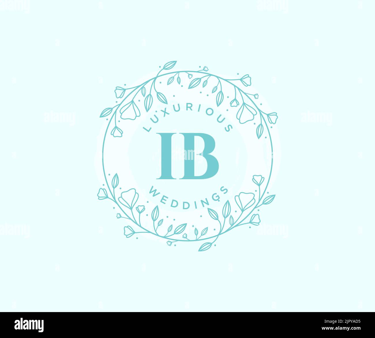 IB Initials letter Wedding monogram logos template, hand drawn modern minimalistic and floral ...