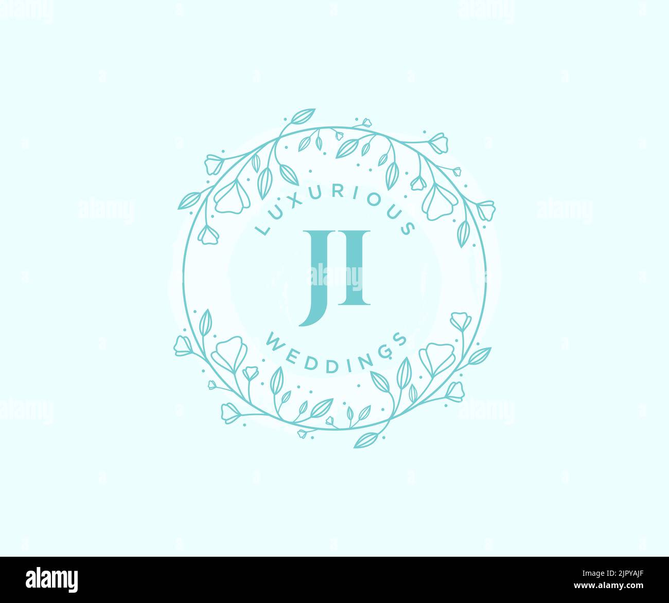JI Initials letter Wedding monogram logos template, hand drawn modern ...