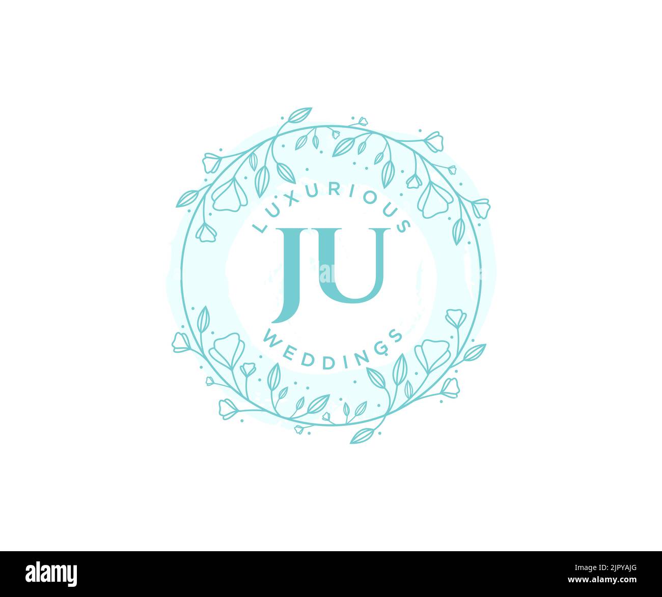 JU Initials letter Wedding monogram logos template, hand drawn modern ...