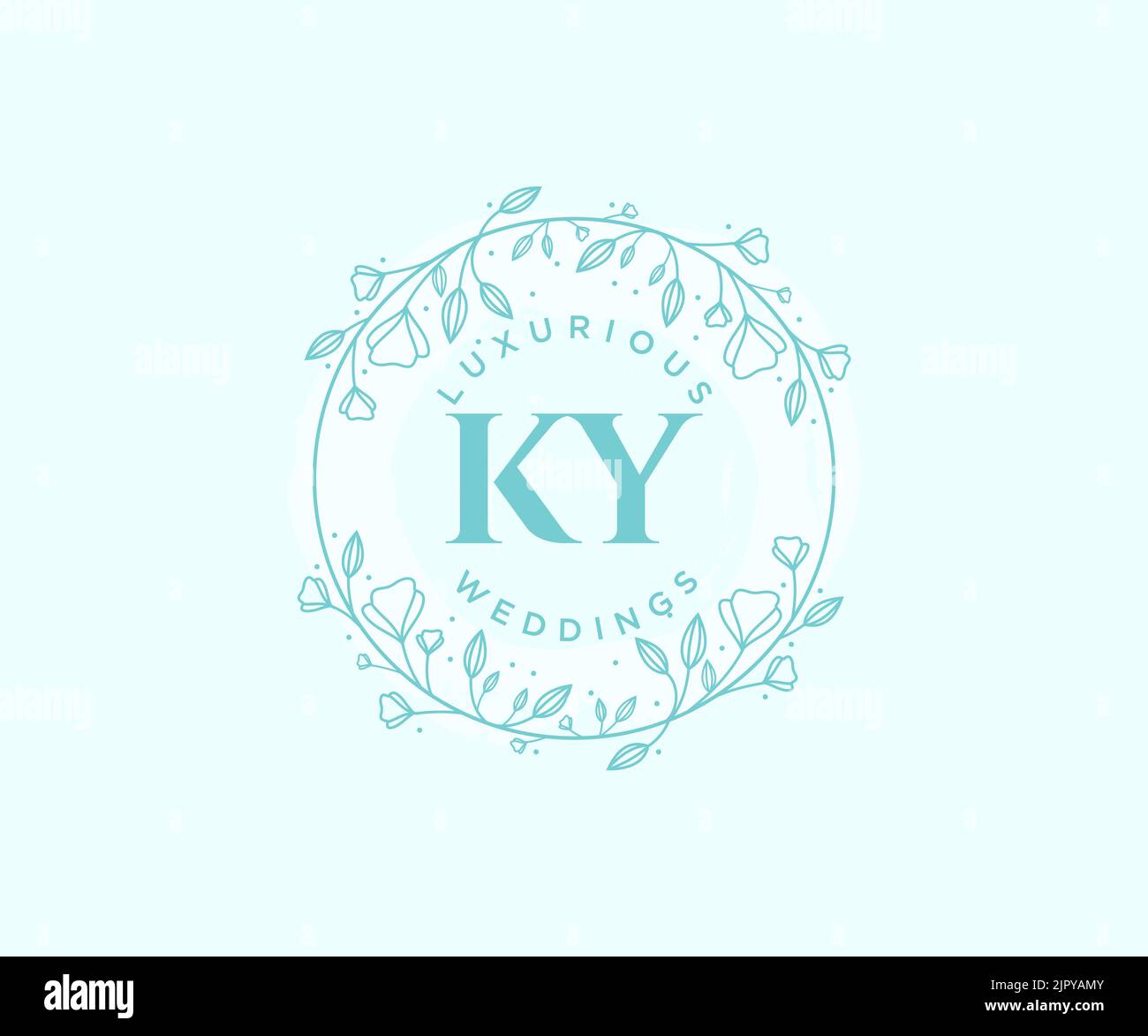 KY Initials letter Wedding monogram logos template, hand drawn modern ...