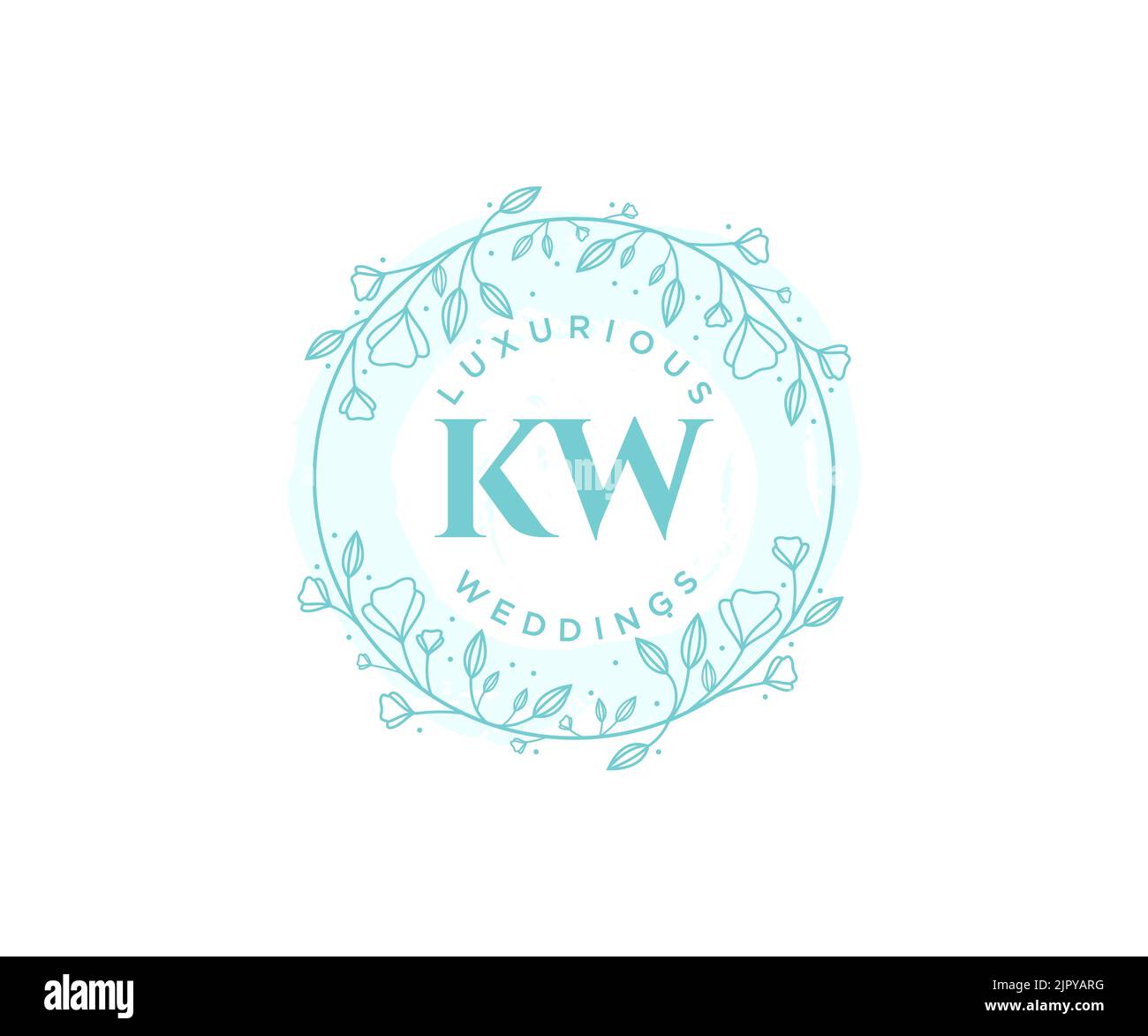 KW Initials letter Wedding monogram logos template, hand drawn modern ...