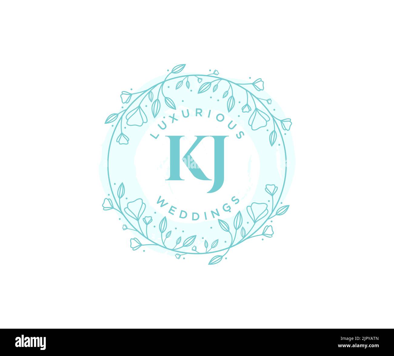 KJ Initials letter Wedding monogram logos template, hand drawn modern ...