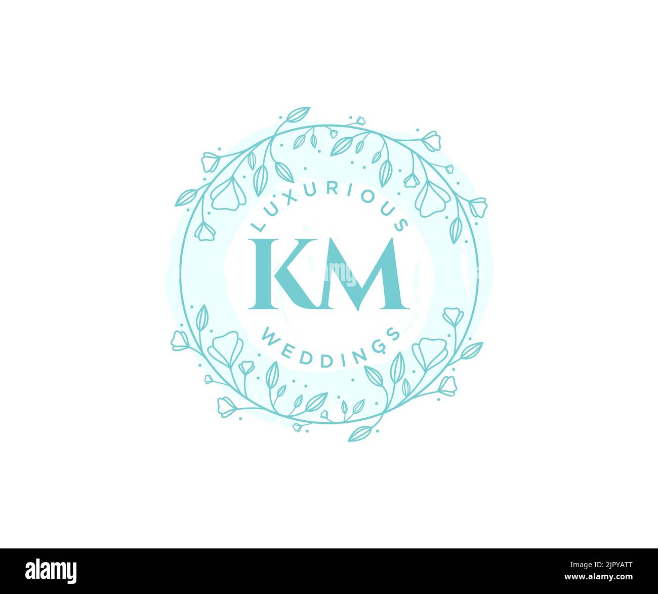 KM Initials letter Wedding monogram logos template, hand drawn modern ...