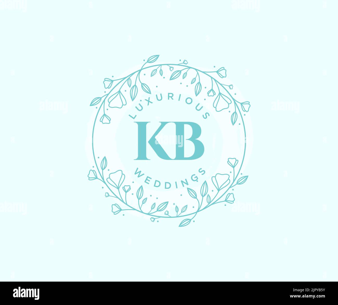 KB Initials letter Wedding monogram logos template, hand drawn modern ...