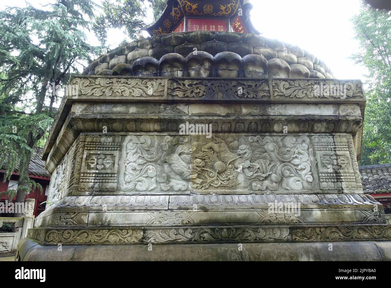Thousand Buddha Pagoda base, side 3 of 6 - Wenshu Monastery - Chengdu ...