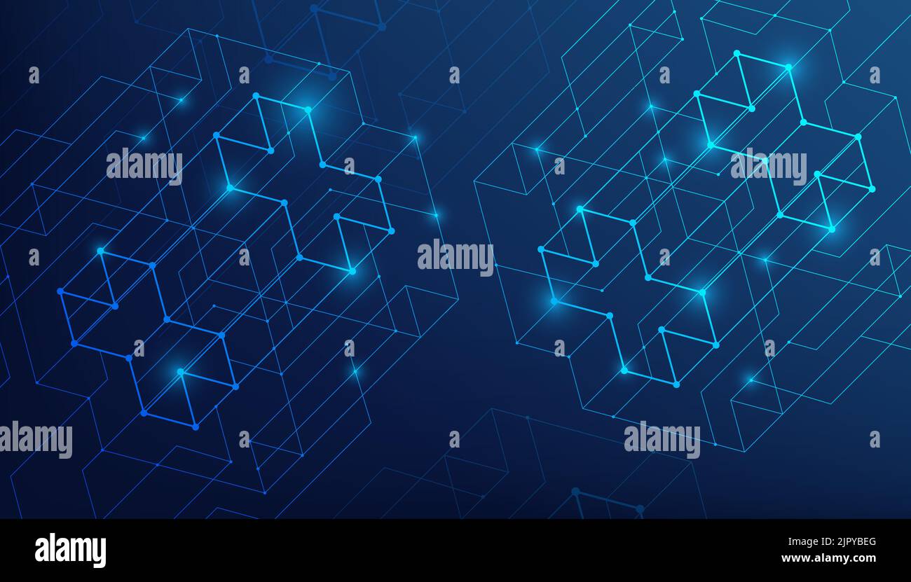 Abstract lines and dots connect background. Technology connection digital data and big data ...