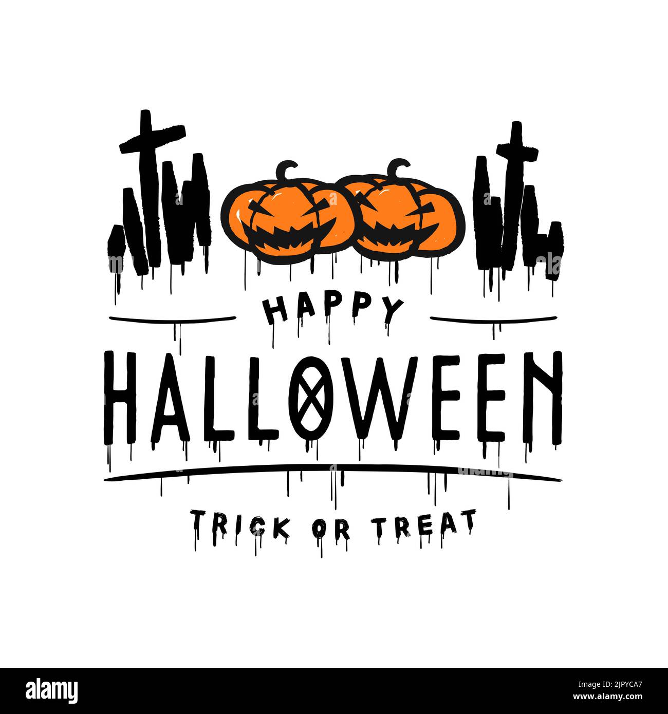 Happy halloween trick or treat lettering. Happy halloween text banner ...