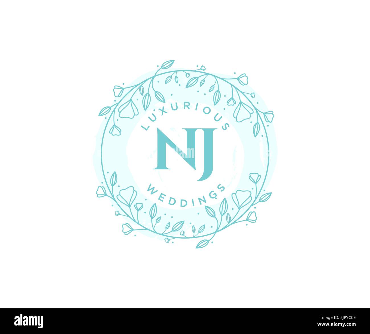 NJ Initials letter Wedding monogram logos template, hand drawn modern ...