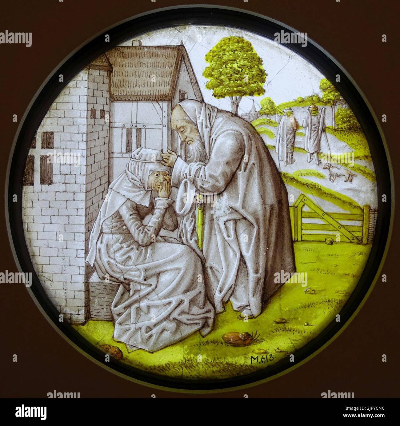 Three Roundels from the Life of Tobias, 1. Tobit comforts Hanna ...