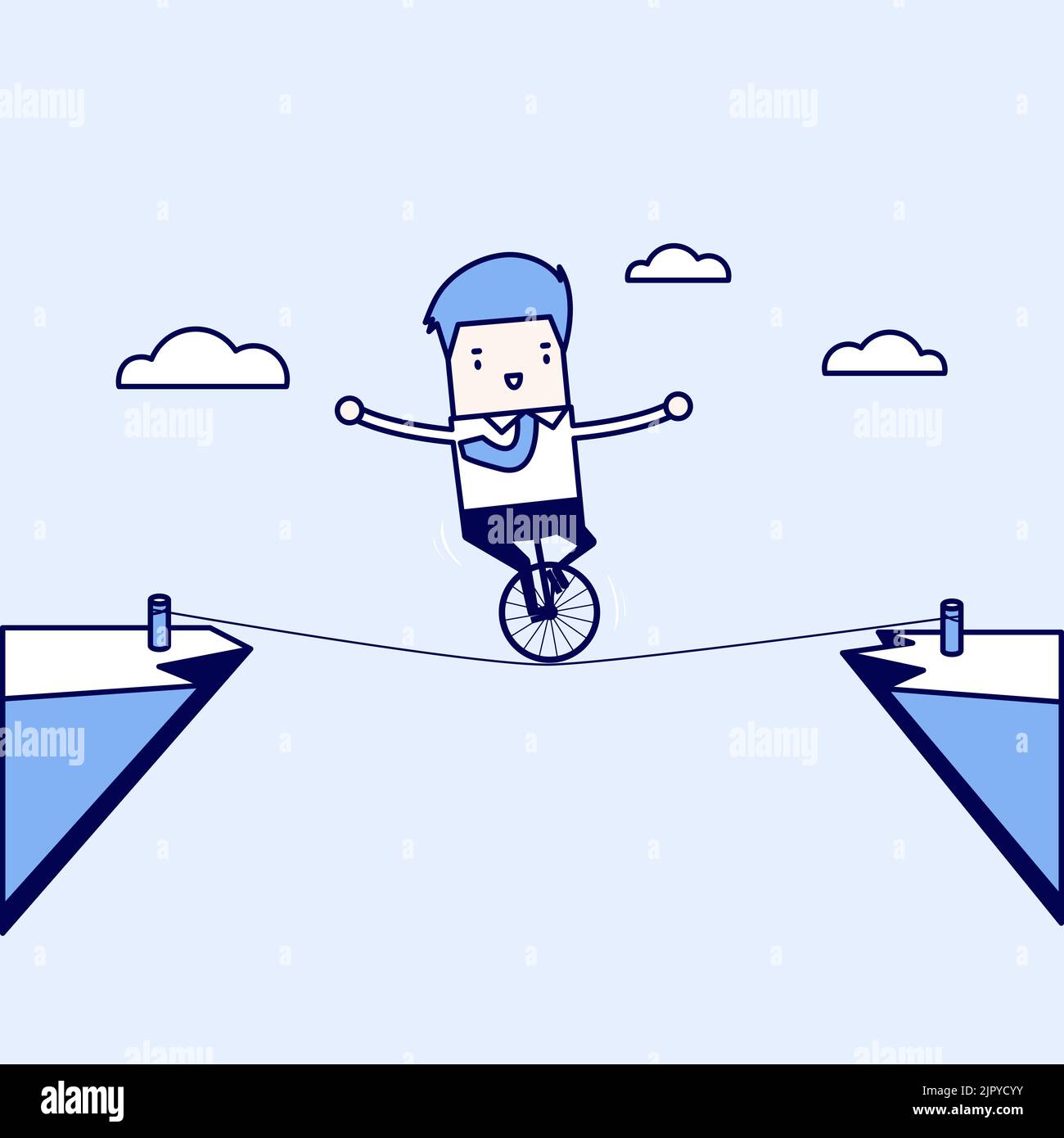 Businessman balancing on the rope. Cartoon character thin line style vector Stock Vector Image ...