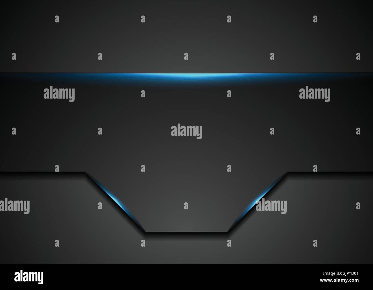 Black abstract tech background with blue glowing neon light. Vector ...