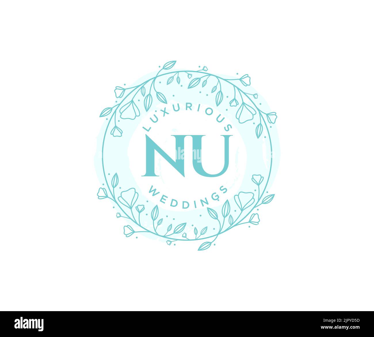 NU Initials letter Wedding monogram logos template, hand drawn modern ...
