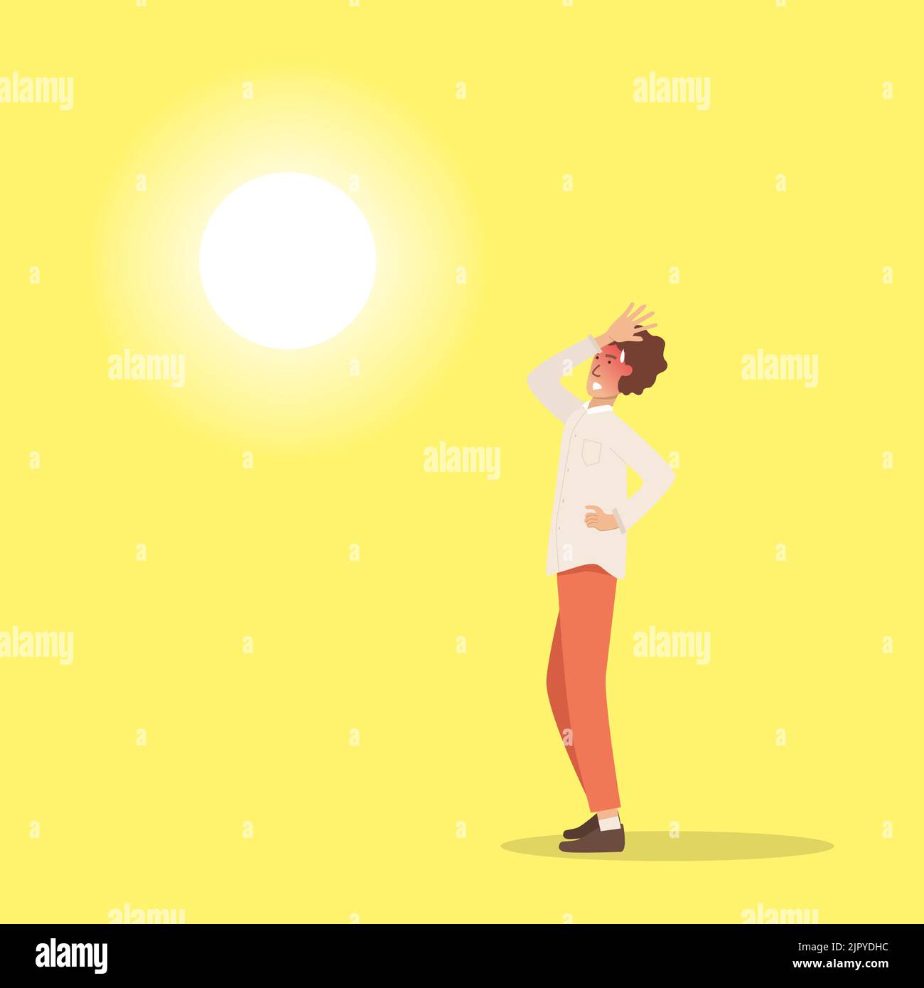 Hot weather. Man got sunburn in very hot summer days Stock Vector Image ...
