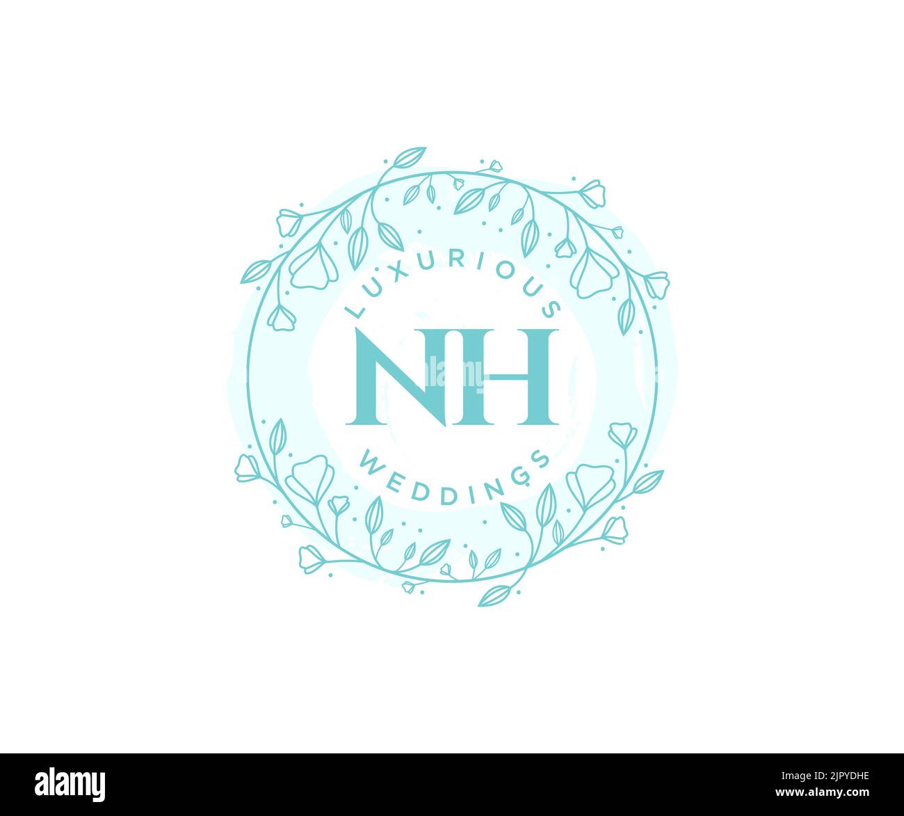 NH Initials letter Wedding monogram logos template, hand drawn modern minimalistic and floral ...