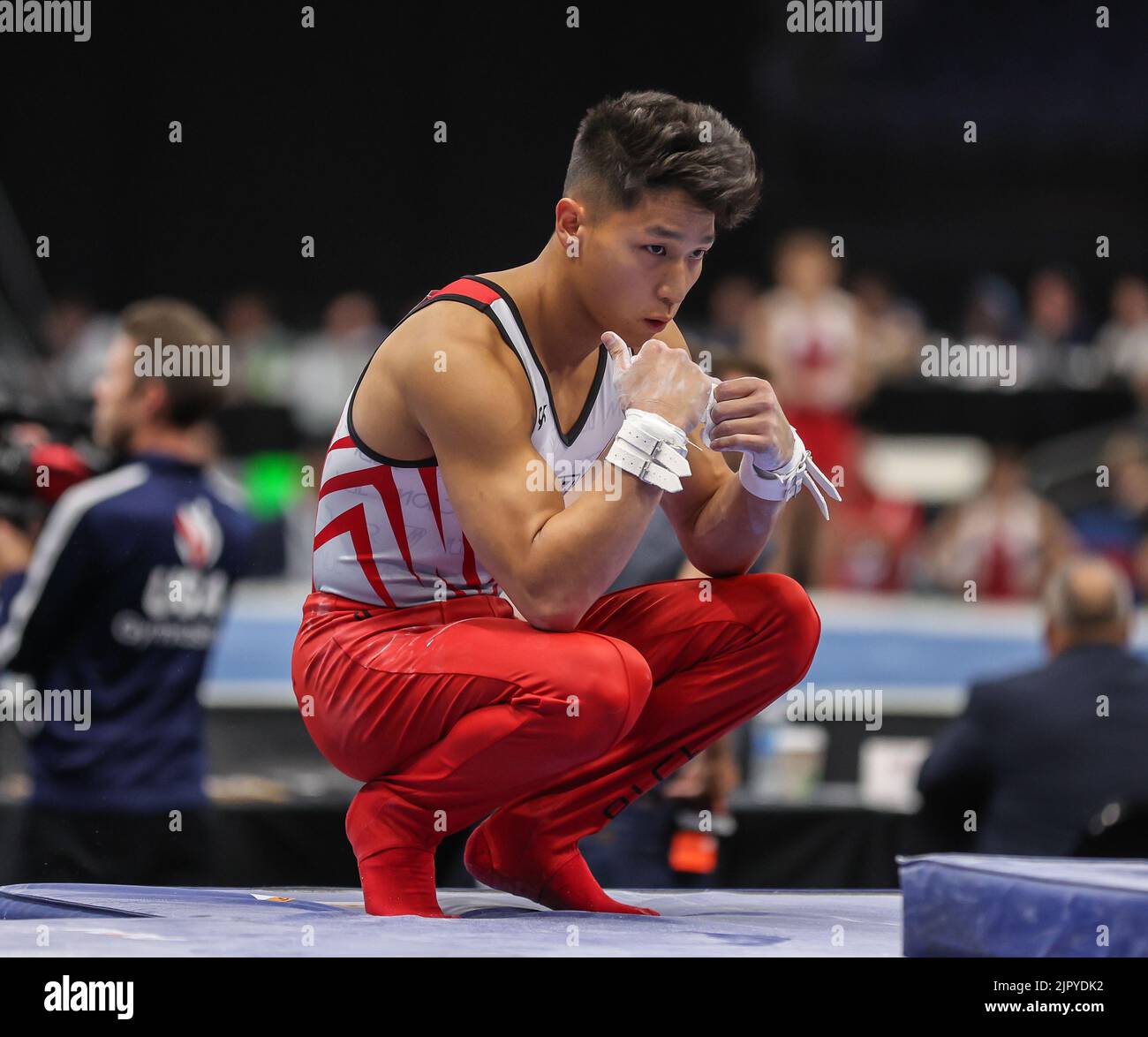 August 20, 2022: Yul Moldauer of 5280 Gym gets ready for his high bar routine during the 2022 U ...