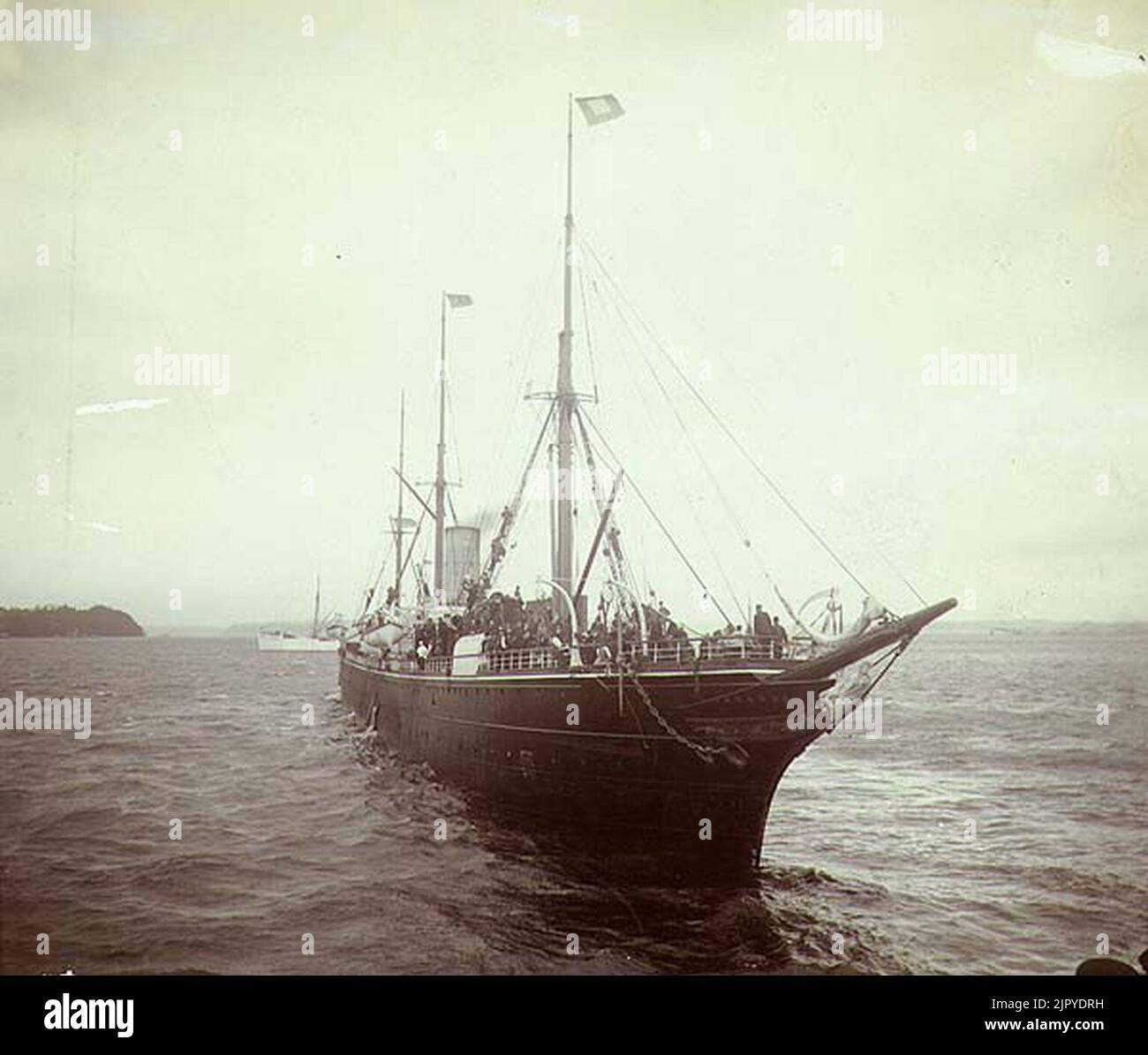 Three-masted passenger steamship GARONNE on Puget Sound, Washington, ca ...