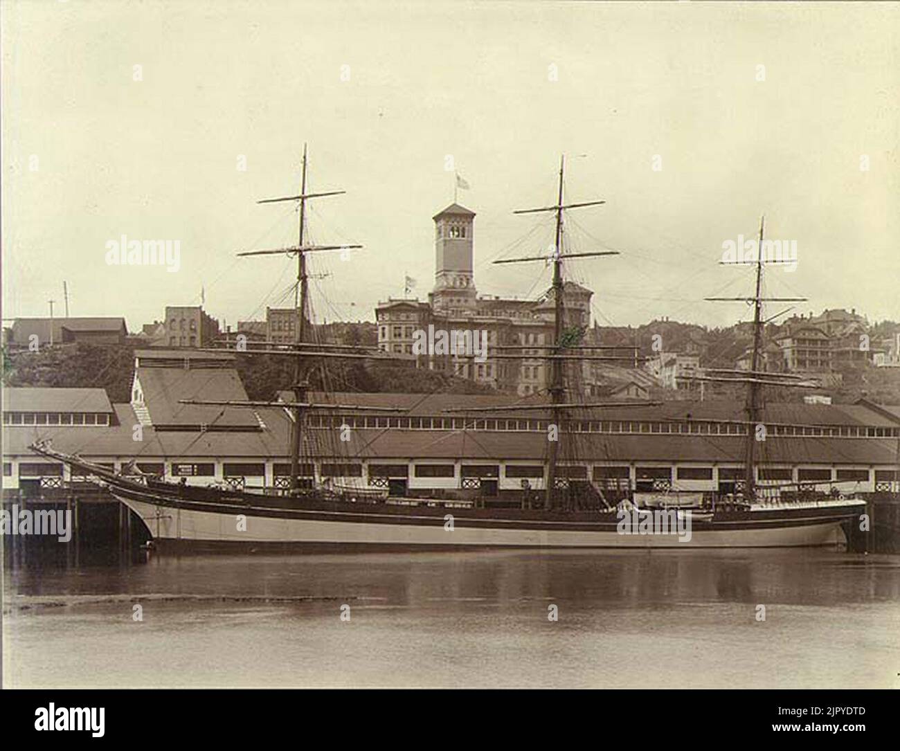Three-masted sailing vessel CLAVERDON at the Northwestern Improvement ...