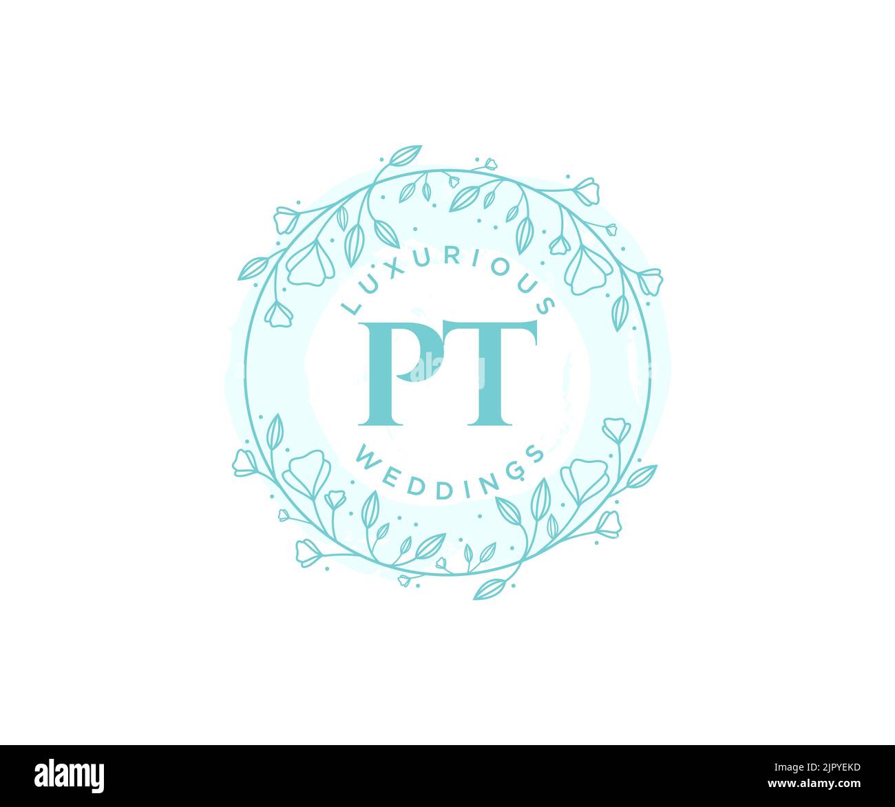 PT Initials letter Wedding monogram logos template, hand drawn modern ...
