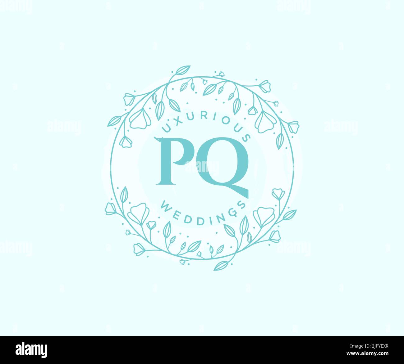 PQ Initials letter Wedding monogram logos template, hand drawn modern ...