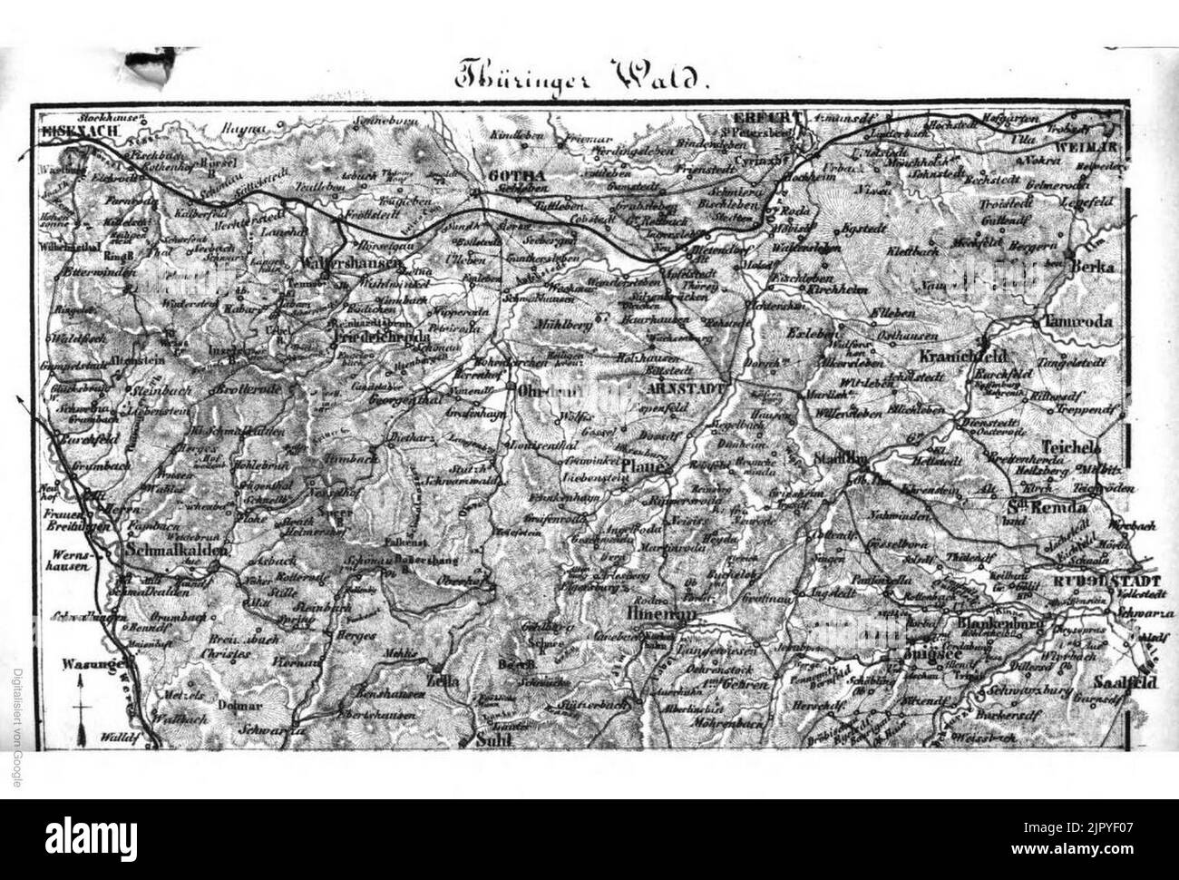 Thüringer wald map 1860 Stock Photo - Alamy