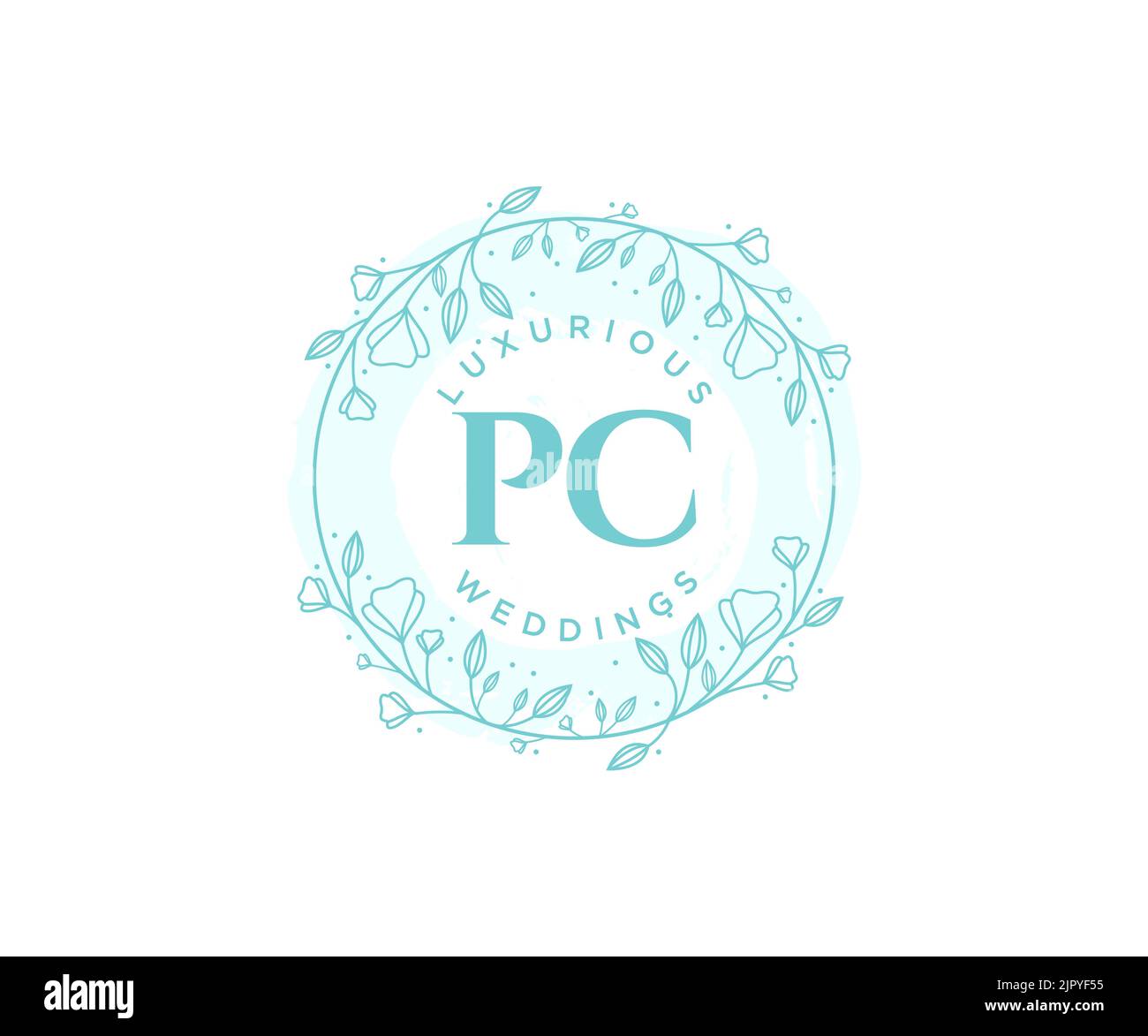 PC Initials letter Wedding monogram logos template, hand drawn modern ...