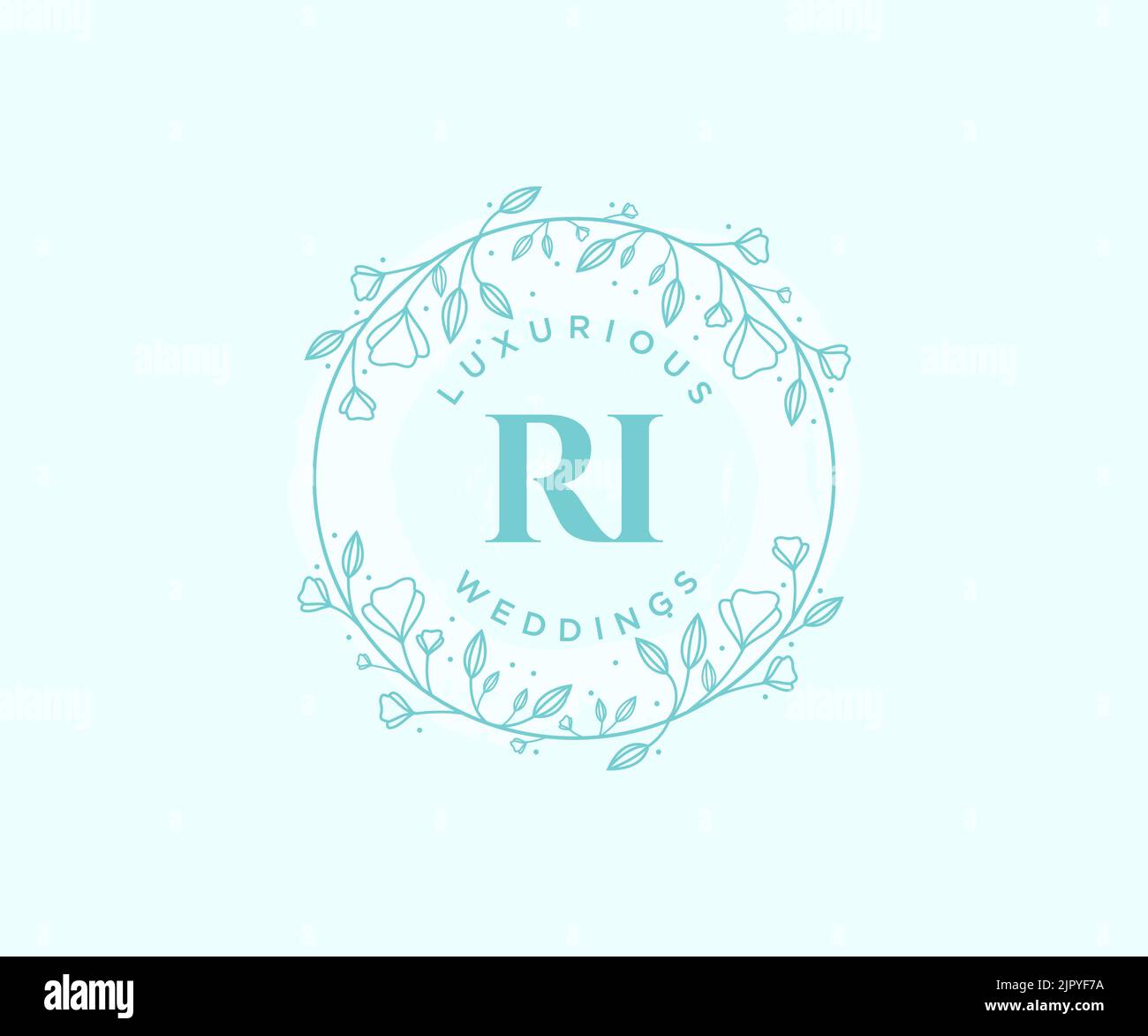 RI Initials letter Wedding monogram logos template, hand drawn modern ...