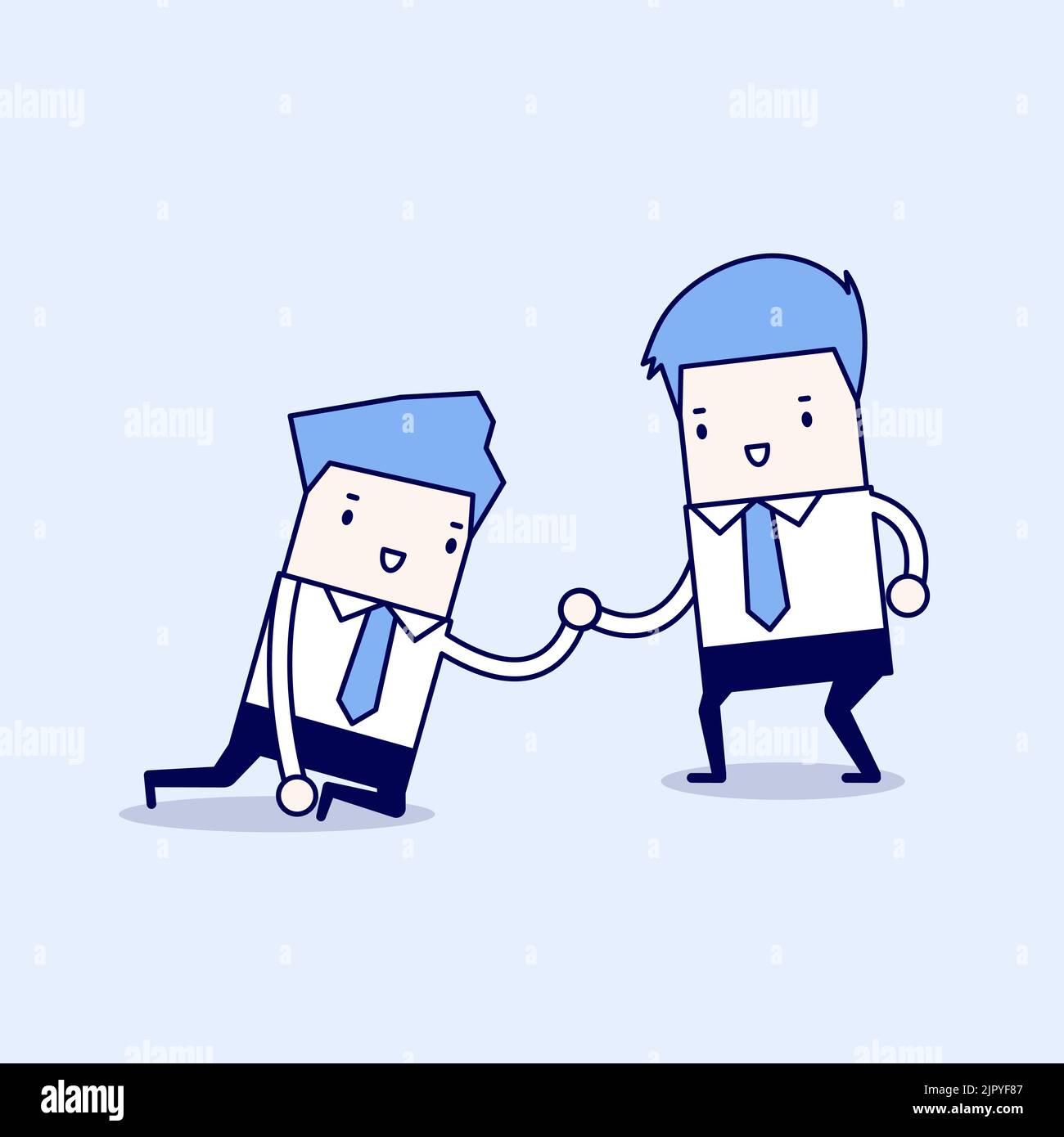 Businessman helping another. Cartoon character thin line style vector Stock Vector Image & Art ...